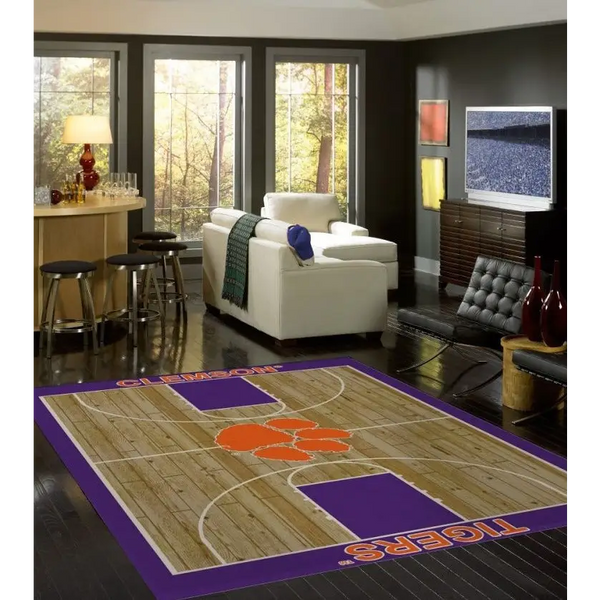 Clemson University Basketball Court Rug - Fan Rugs