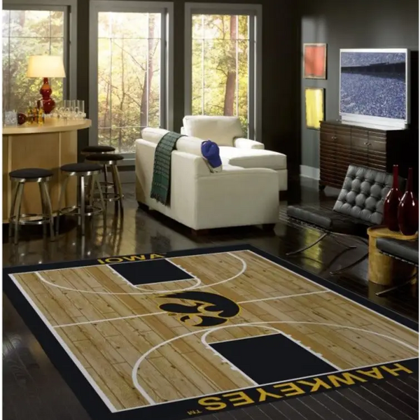 Iowa University Basketball Court Rug - Fan Rugs