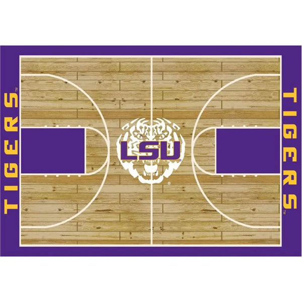 LSU University Basketball Court Rug - Fan Rugs