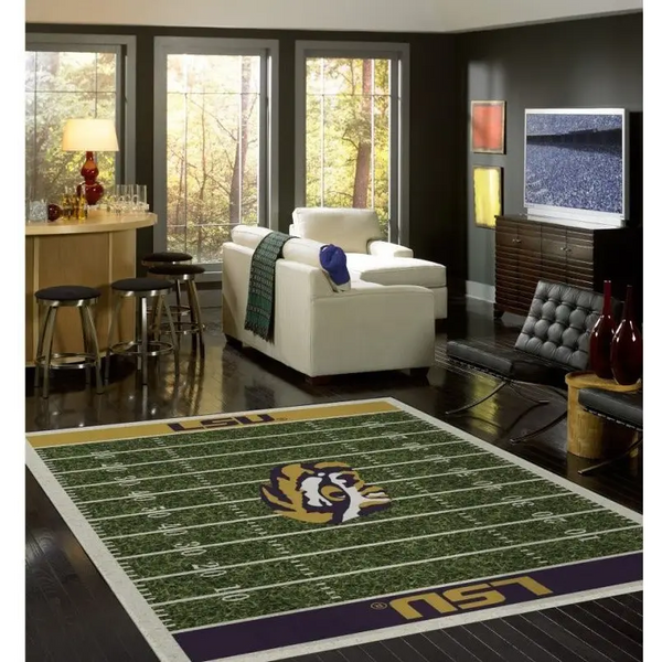 LSU University Football Field Rug - Fan Rugs